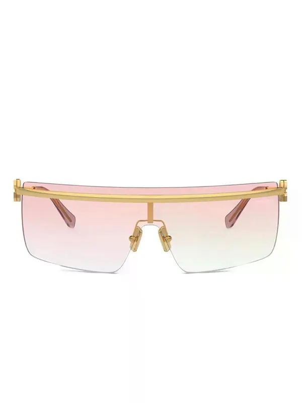 Miu Miu Gold-frame Shield Sunglasses - Pink