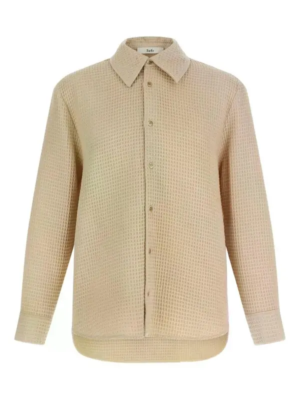 Séfr Waffle-knitted Buttoned Shirt - Neutrals