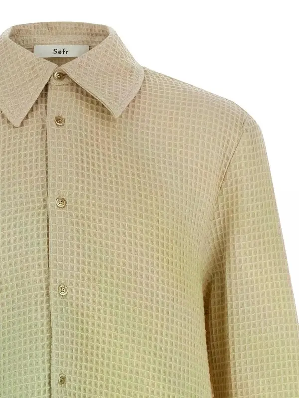 Séfr Waffle-knitted Buttoned Shirt - Neutrals