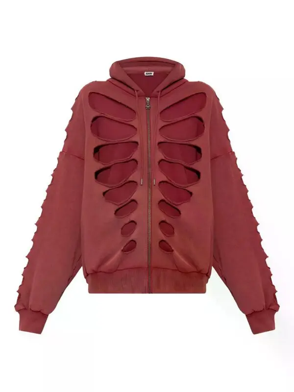 AVAVAV Cut-out Zip-up Hoodie - Red