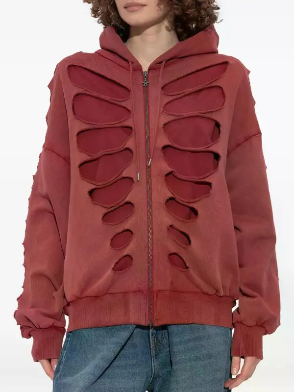 AVAVAV Cut-out Zip-up Hoodie - Red