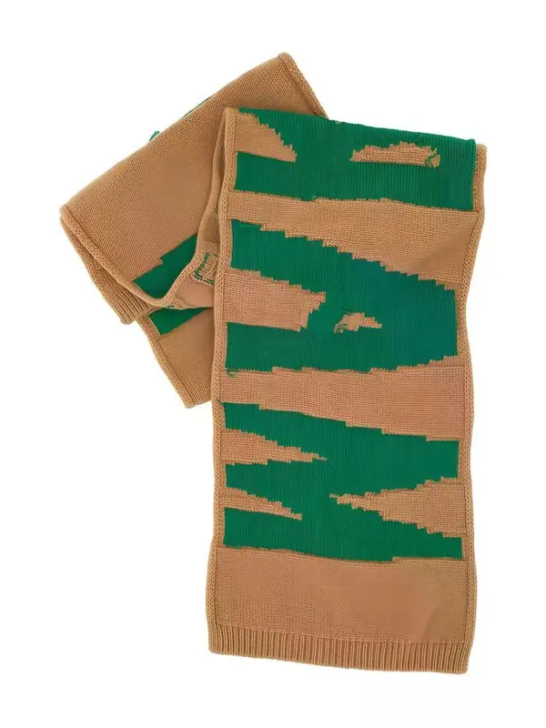 Marni Embroidered-logo Knit Scarf - Neutrals