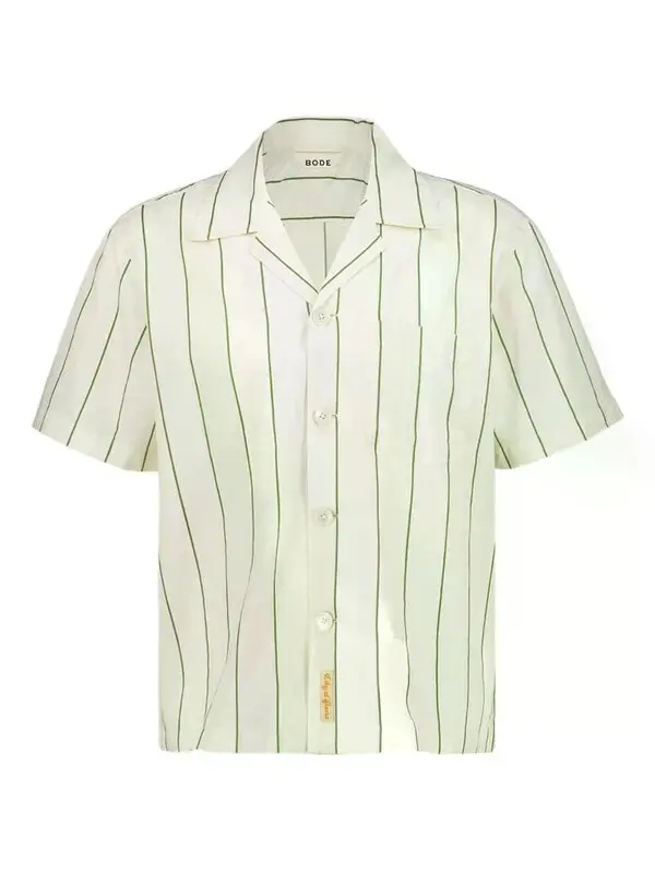 BODE Celery Striped Short-sleeve Shirt - Neutrals
