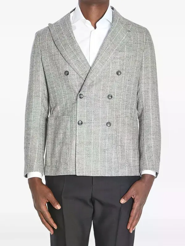 Tagliatore Montecarlo Pinstripe Double-breasted Jacket - Grey