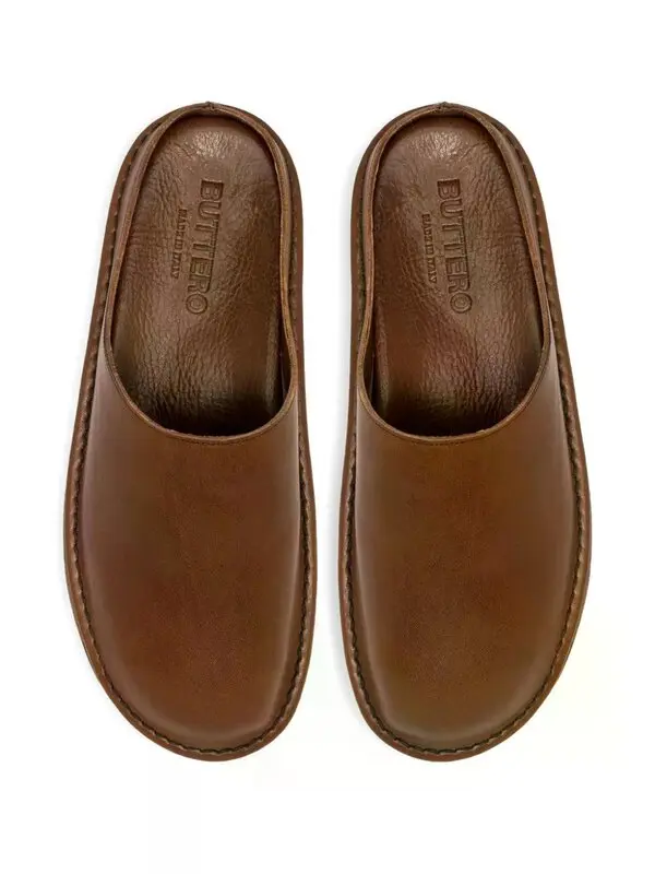 BUTTERO® Leather Stitching Detail Mules
