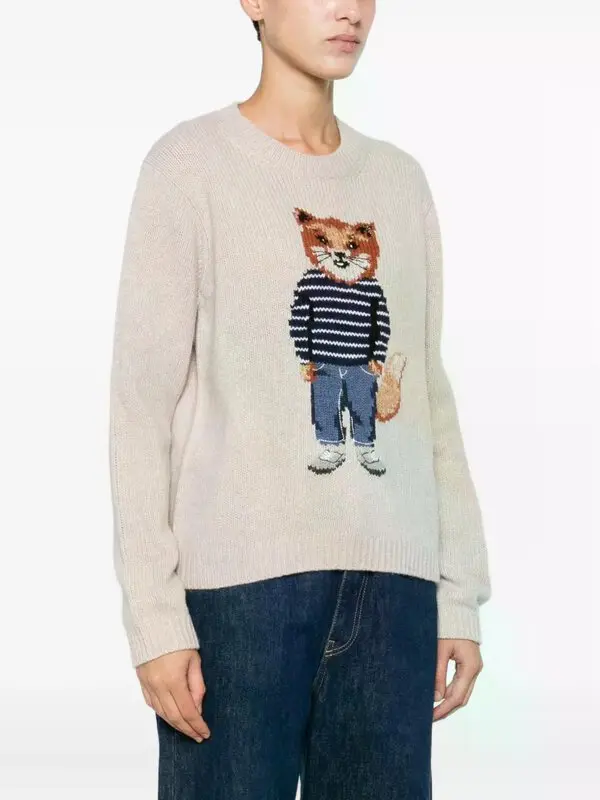 Maison Kitsuné Fox-motif Sweater - Neutrals