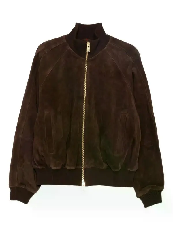 BARACUTA Zip-up Suede Jacket - Brown