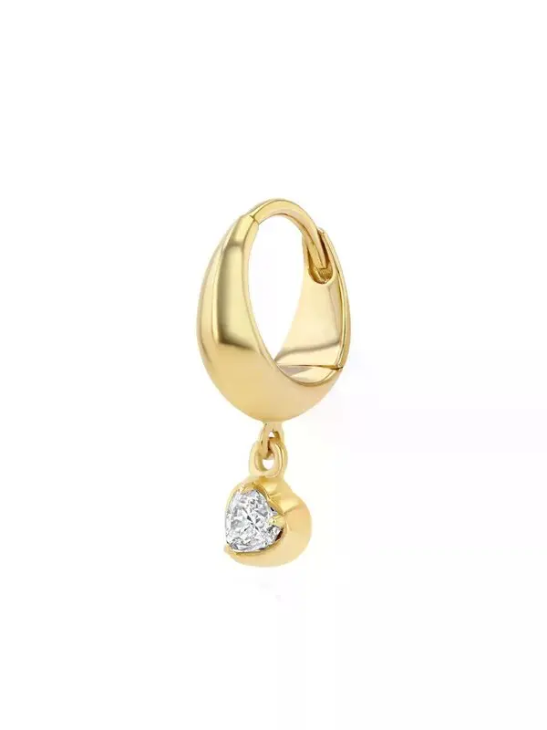 Lizzie Mandler 18k Yellow Heart Diamond Hoop Earrings - Gold