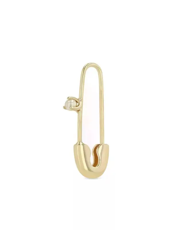 Zoe Chicco 14k Yellow Safety Pin Pearl Single Earring - Gold