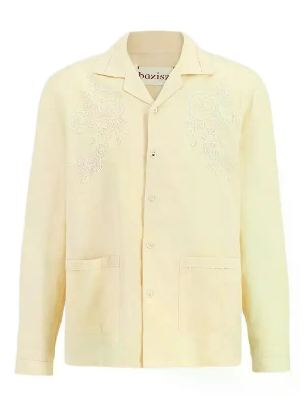 BAZISZT Cade Floral-embroidered Long-sleeve Shirt - Neutrals