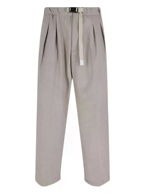 WHITE SAND Pleated Belted Trousers