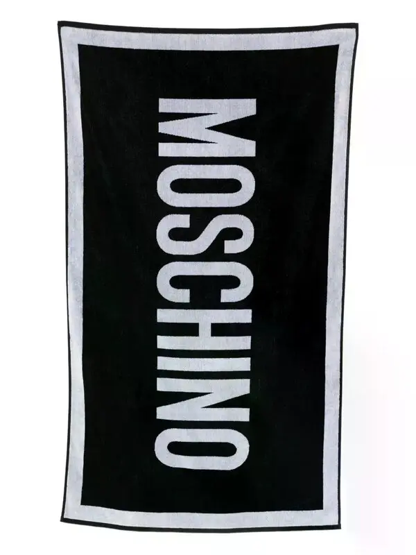 Moschino Logo-jacquard Beach Towel - Black