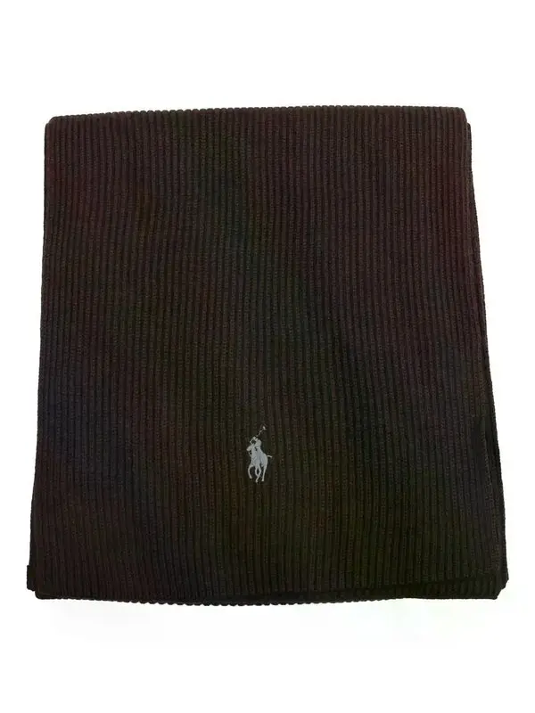 Ralph Lauren Ribbed Logo Scarf - Brown
