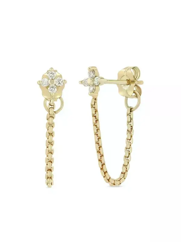 Zoe Chicco 14k Diamond Quad Chain Earrings - Gold