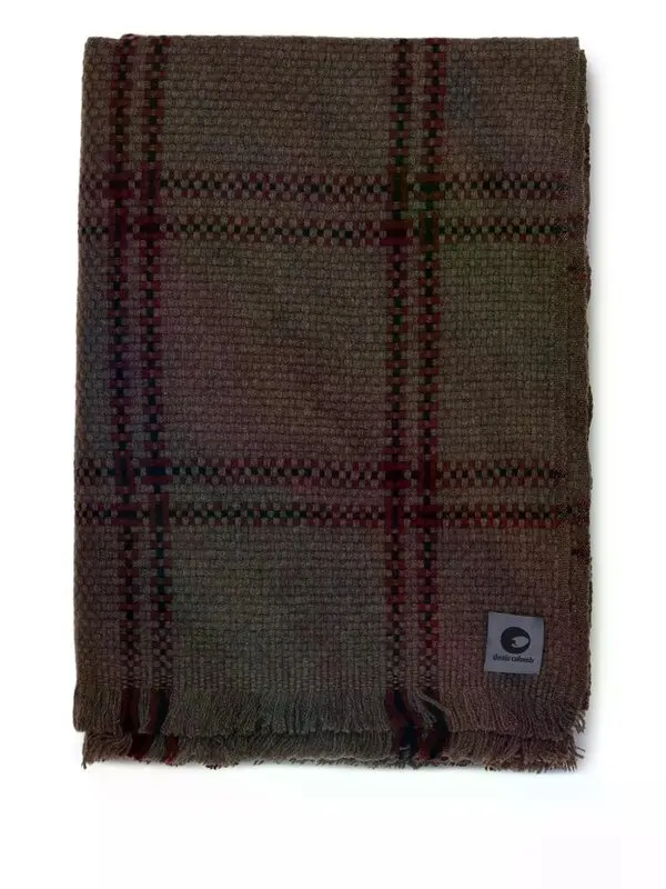 Denis Colomb Sutai Throw Checked Fringed Blanket - Brown