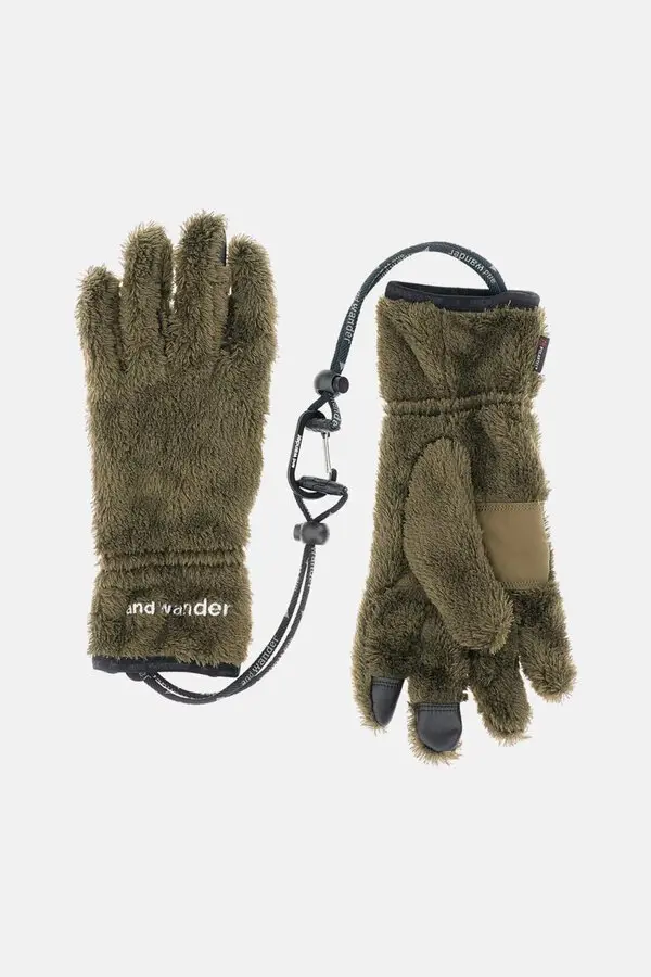 AND WANDER Polartec® High Loft Fleece Gloves - Green