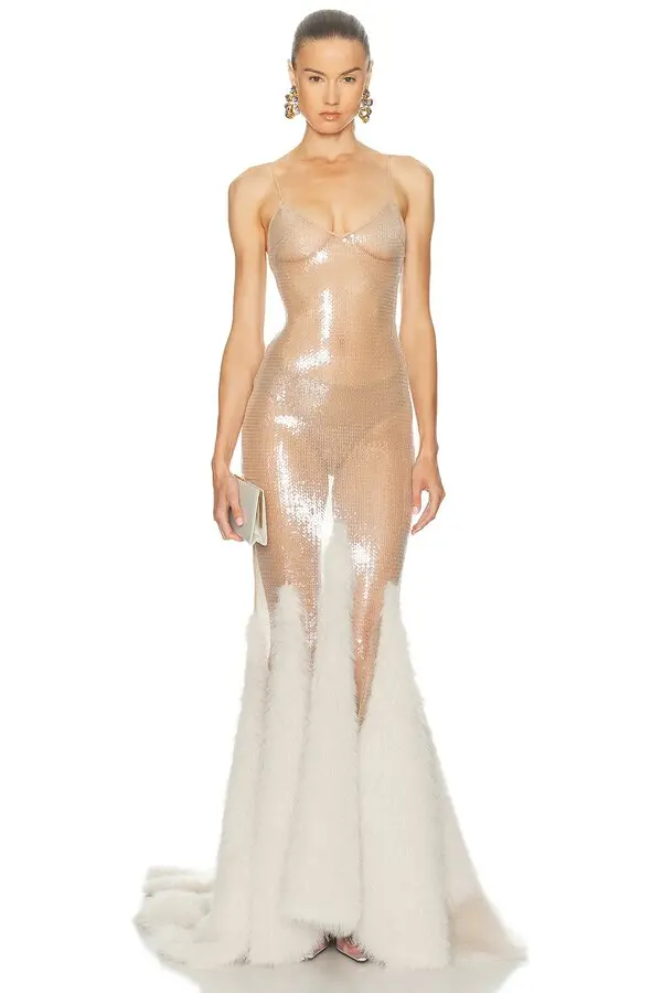 david koma beige dress DAVID KOMA WHITE DRESS – Iryna Sigunava main image 1