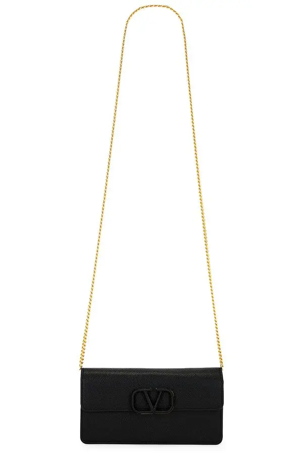 Valentino Garavani V Logo Signature Wallet On Chain In Black - Nero