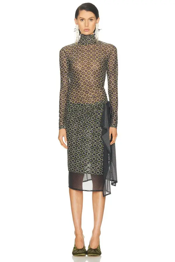 Dries Van Noten Embellished Hoyser Neck - Green