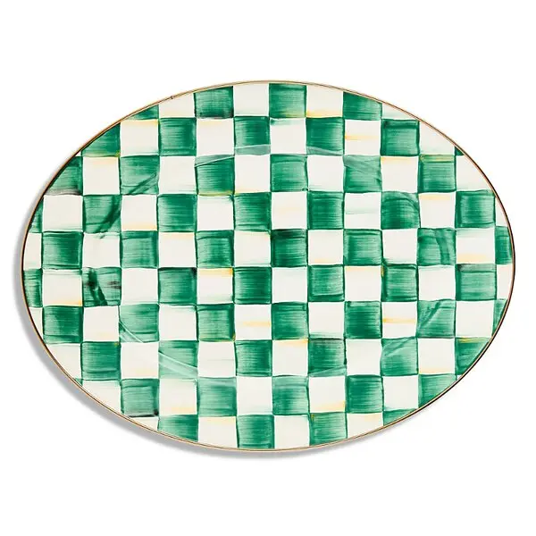 MACKENZIE-CHILDS Emerald Check Medium Oval Platter - No Color