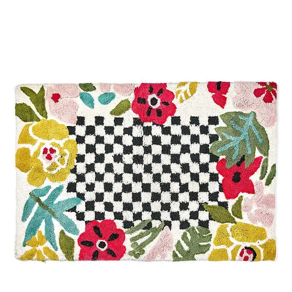 MACKENZIE-CHILDS Bath Rug, 24 X 36 - Flower Checkerboard