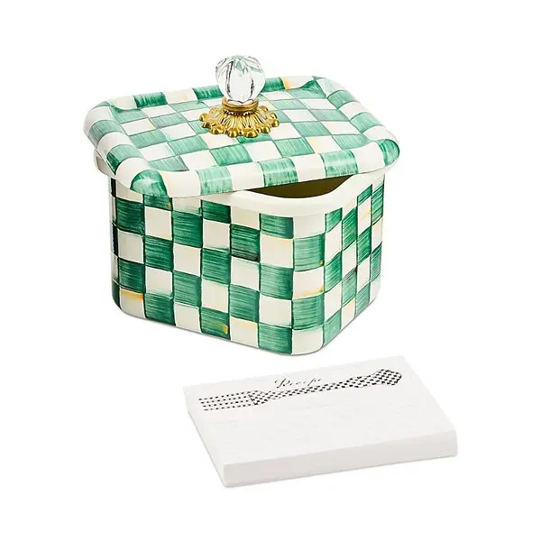MACKENZIE-CHILDS Emerald Check Recipe Box - No Color