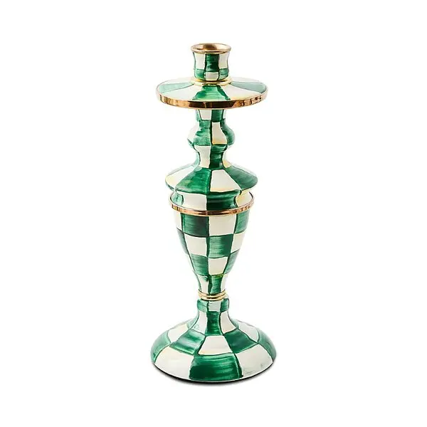 MACKENZIE-CHILDS Emerald Check Medium Candlestick - No Color