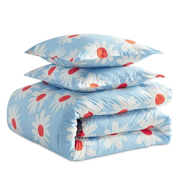 Marimekko Rakastaa Ei Rakasta Cotton Percale 3-piece Comforter Set, Full/queen - Light Blue