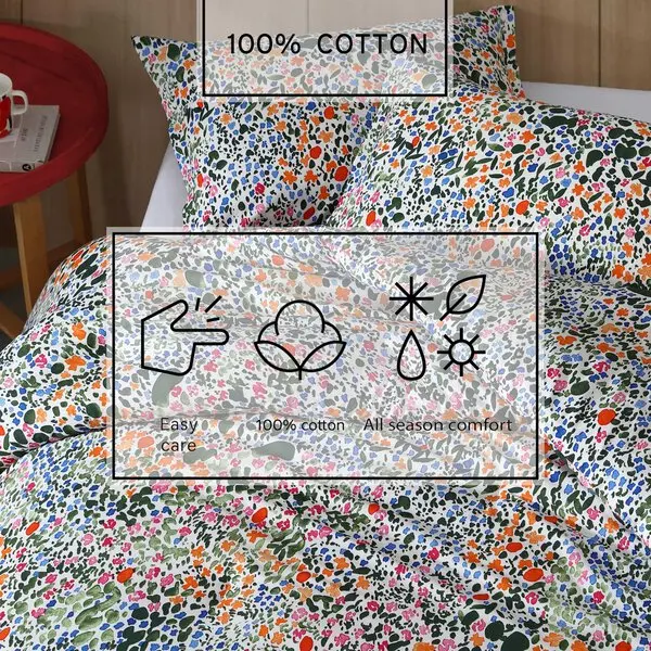 Marimekko Rantaniitty Cotton Percale 3-piece Duvet Cover Set, King - Medium Orange