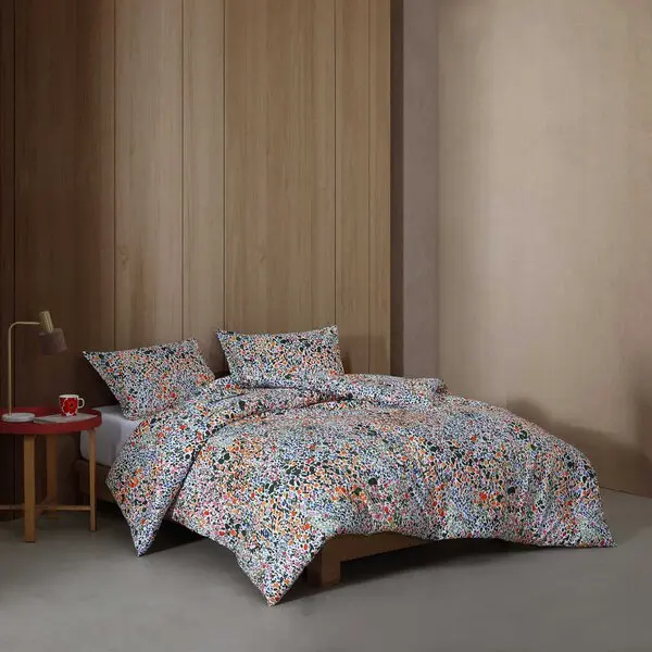 Marimekko Rantaniitty Cotton Percale 3-piece Duvet Cover Set, King - Medium Orange