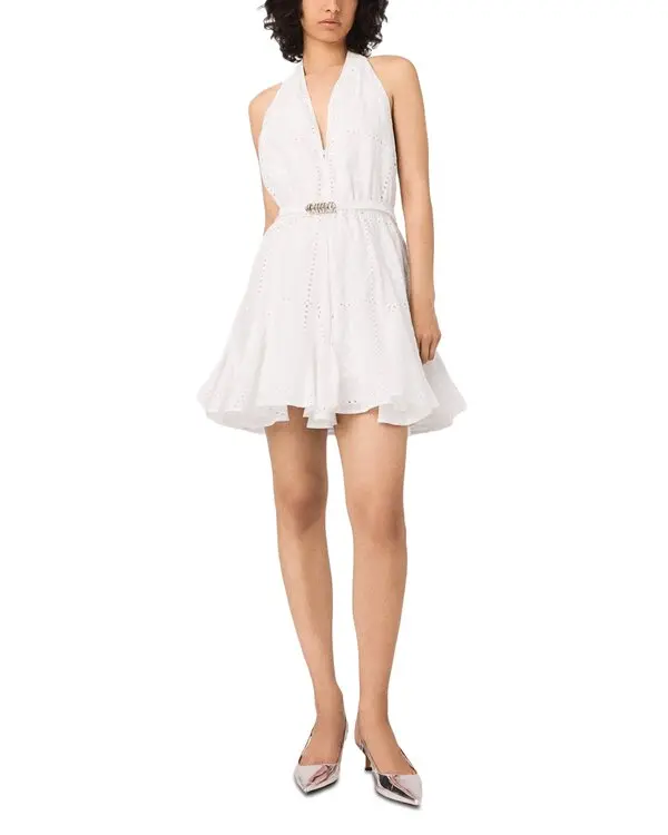 Maje Embroidered Backless Dress