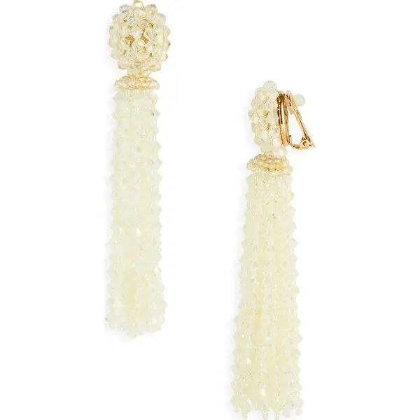 Oscar De La Renta Beaded Tassel Clip-on Drop Earrings - Pale Yellow