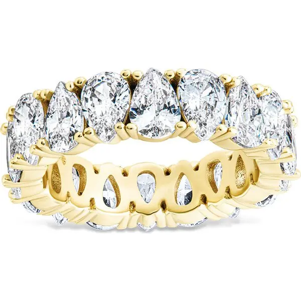 Sterling Forever Janis Pear Cubic Zirconia Eternity Band Ring - Gold