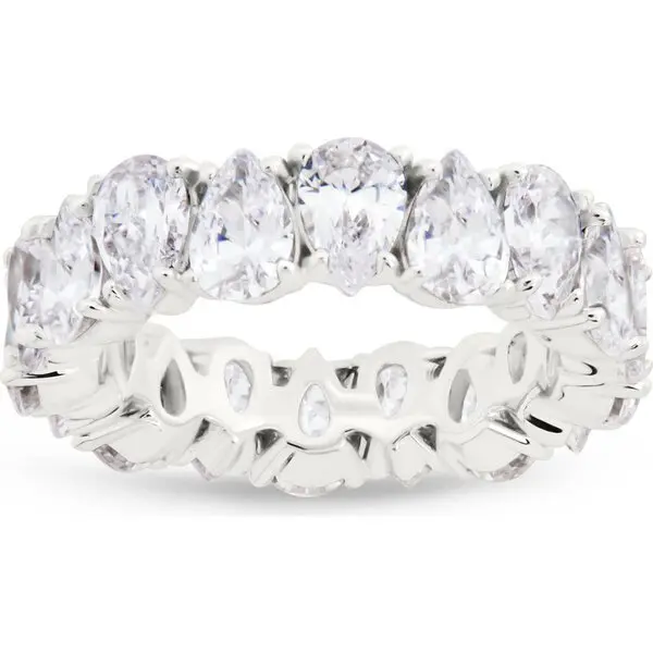 Sterling Forever Janis Pear Cubic Zirconia Eternity Band Ring - Silver