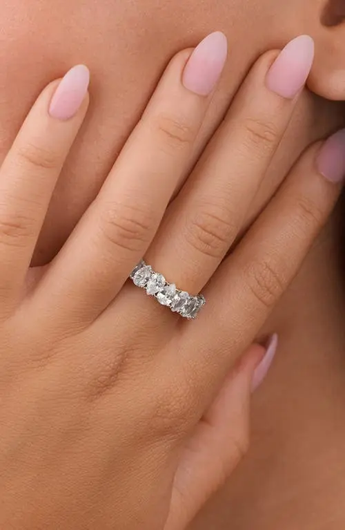 Sterling Forever Janis Pear Cubic Zirconia Eternity Band Ring - Silver