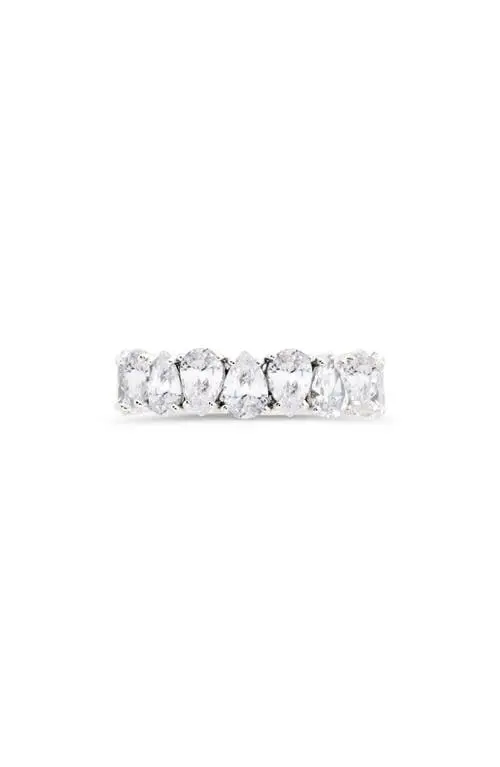 Sterling Forever Janis Pear Cubic Zirconia Eternity Band Ring - Silver