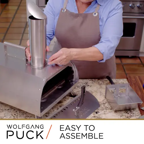 WOLFGANG PUCK Outdoor Pizza Oven, Durable Stainless Steel, Portable Pizza Oven, Compact Storage