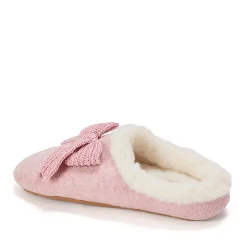 DEARFOAMS Josie Knit Clog Slipper With Bow - Pale Mauve
