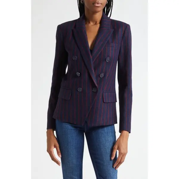 L'Agence Kenzie Double Breasted Knit Blazer