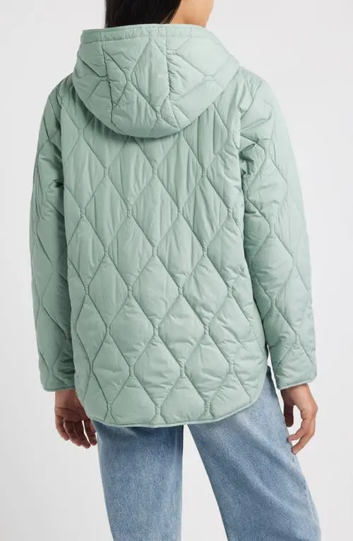 Bernardo Diamond Quilted Hooded Liner Jacket - Cool Sage