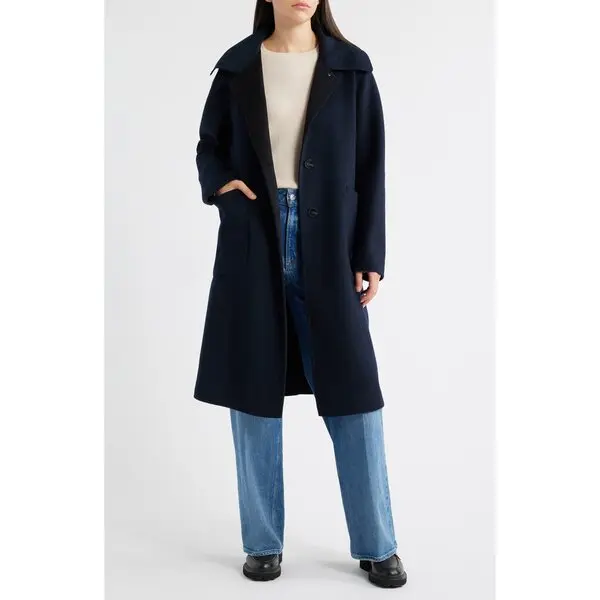 Bernardo Brushed Double-face Overcoat - Navy