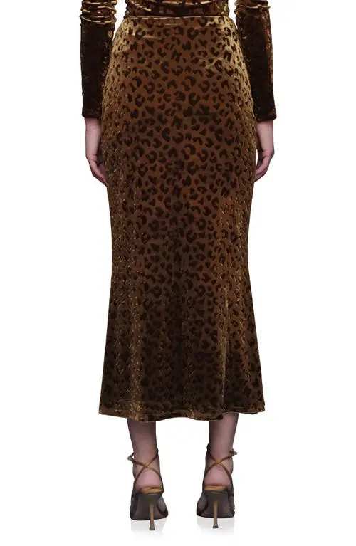 Avec Les Filles Leopard Pattern Ruched Midi Skirt