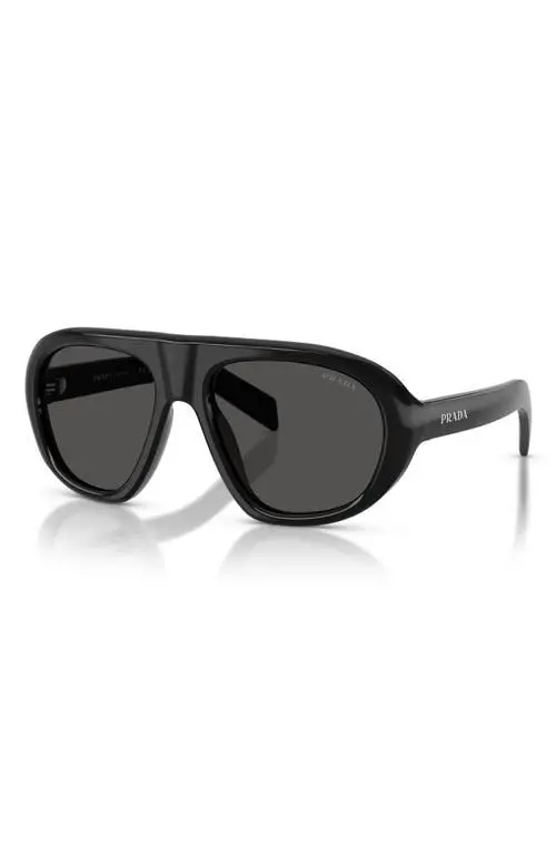 Prada 56mm Irregular Sunglasses - Black/dark Grey