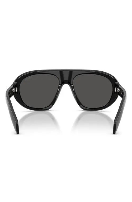 Prada 56mm Irregular Sunglasses - Black/dark Grey