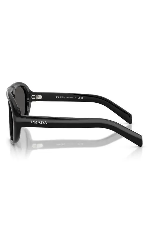 Prada 56mm Irregular Sunglasses - Black/dark Grey