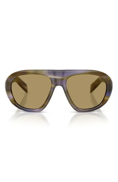 Prada 56mm Irregular Sunglasses - Striped Lagoon/green Olive
