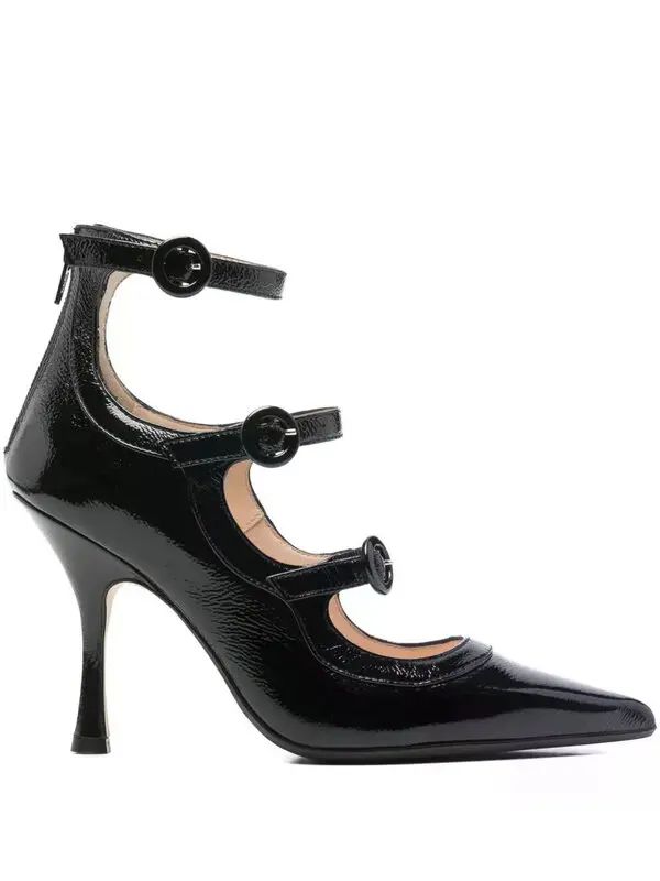 ANNA F. Buckle-strap Leather Pumps