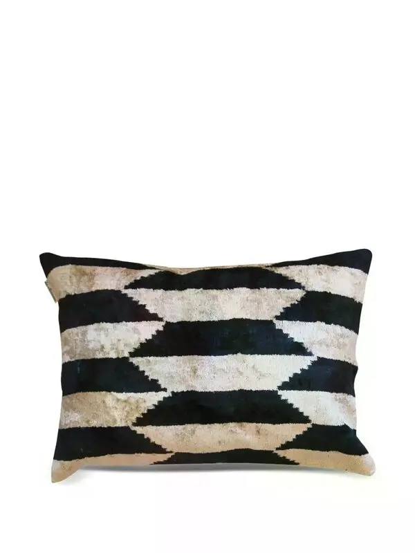 LES-OTTOMANS Striped Geometric-pattern Cushion - Neutrals