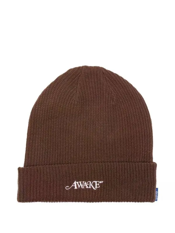 AWAKE NY Logo-embroidered Beanie - Brown