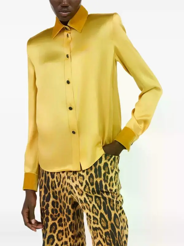 Roberto Cavalli Velvet-insert Silk Shirt